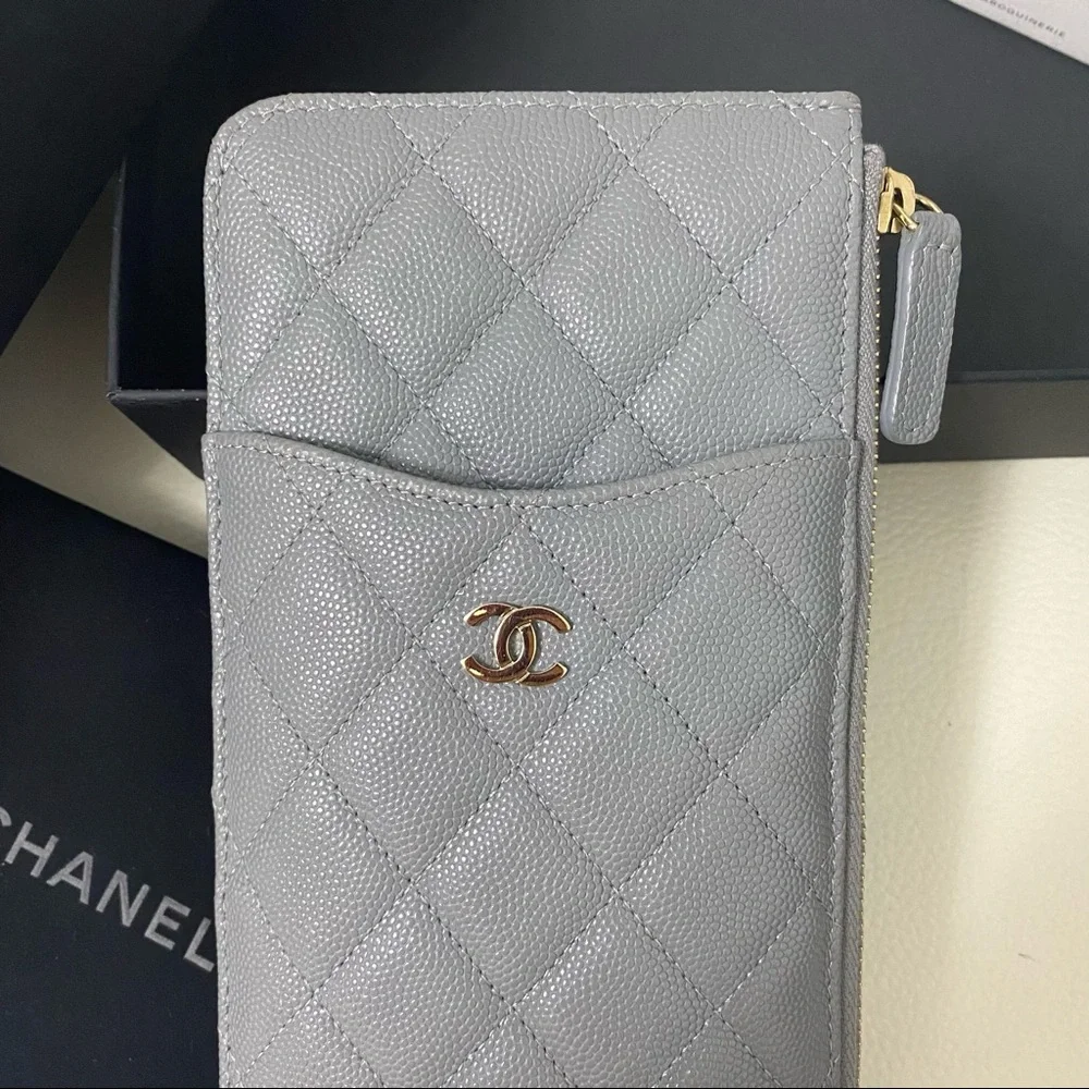 CHANEL | Bags | Chanel Phone Card Holder Pouch Interlocking Cc Logo ...